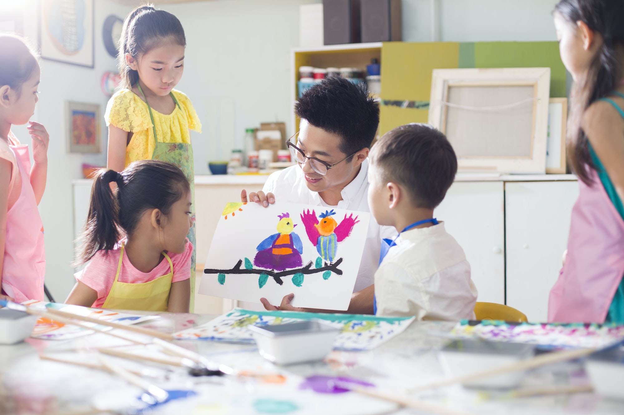 Little children in art class with teacher – Aoi Pui SchooI
